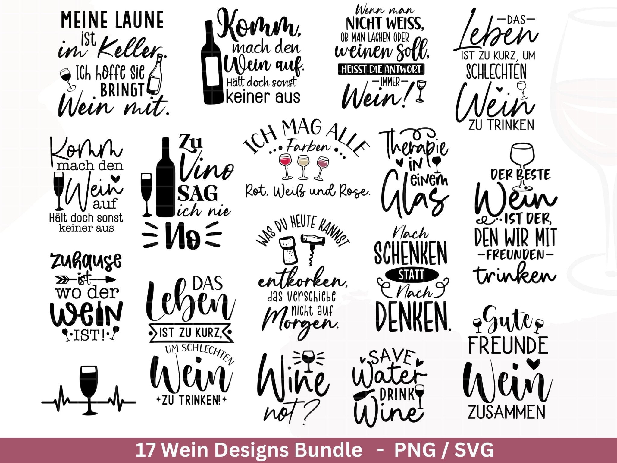 Deutsche Plotterdatei Wein Sprüche Bundle kaufen