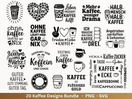 Kaffee SVG Bundle mit Sprüchen – Plotterdatei Deutsch