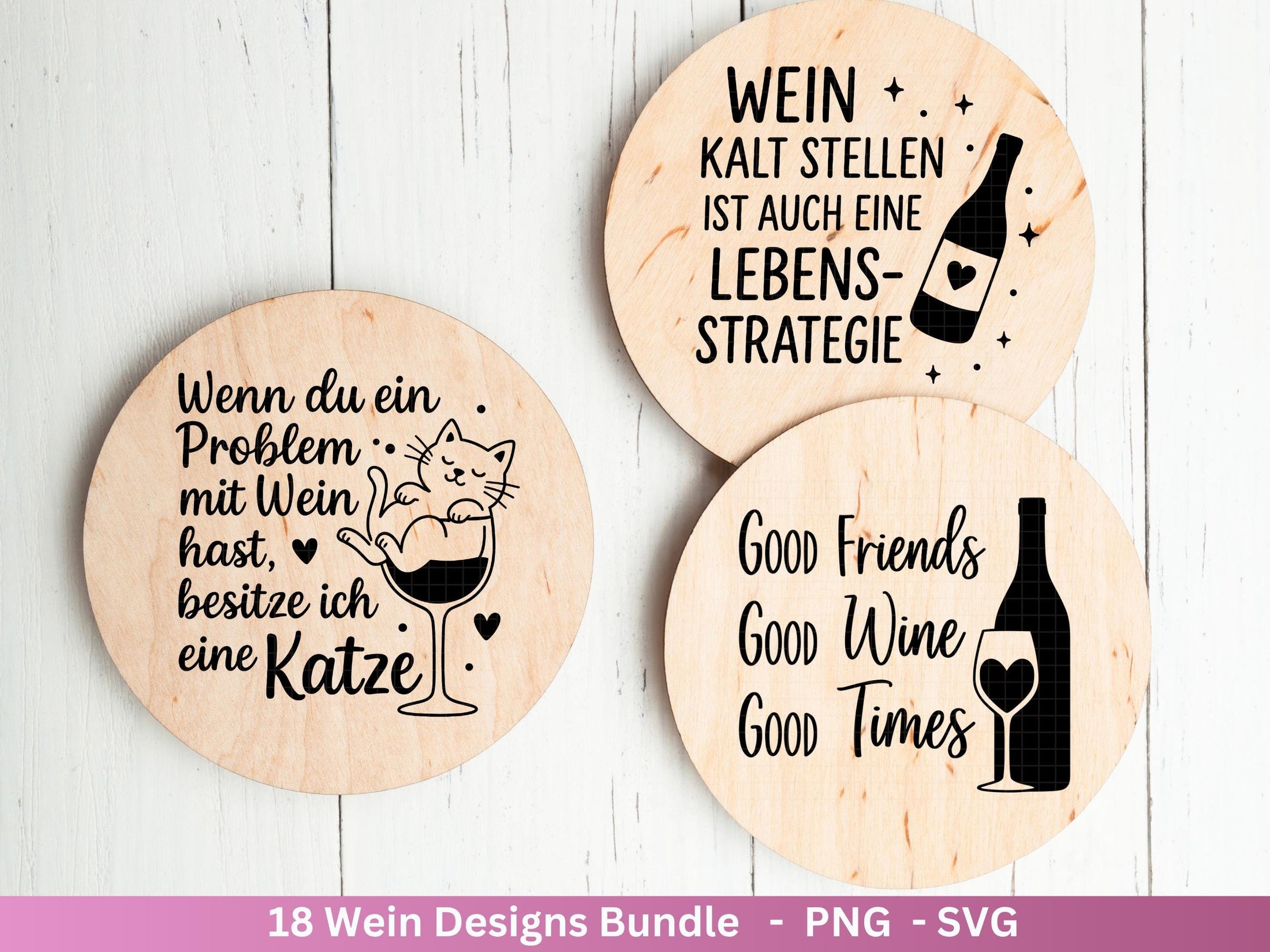 Wein Sprüche SVG Bundle – Lustige Plotterdatei Deutsch