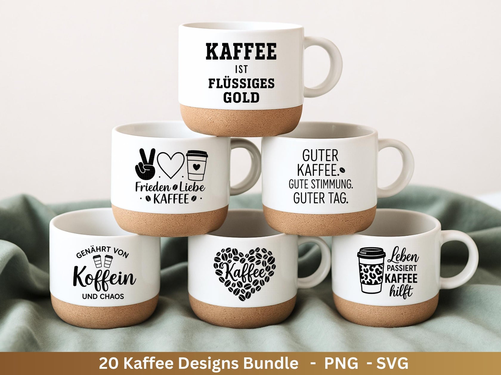 Kaffee SVG Bundle mit Sprüchen – Plotterdatei Deutsch