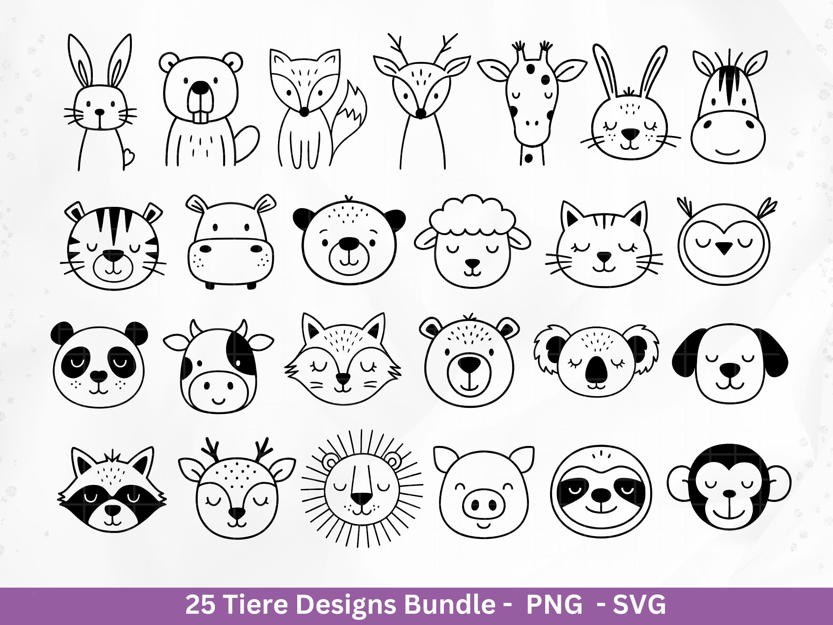 Niedliche Tiere SVG Bundle – Plotterdatei & Laserdatei